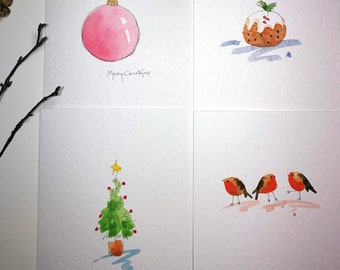 Watercolor christmas cards | Etsy