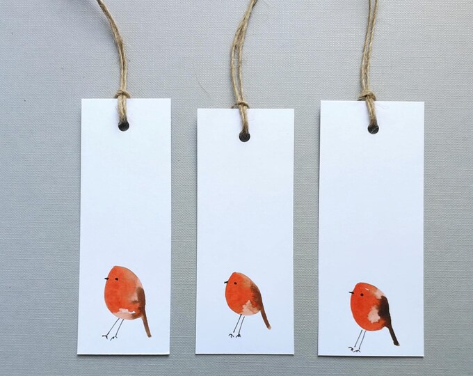 12 Pack - Hand Painted Watercolour Christmas Robin Gift Tags - Etsy UK