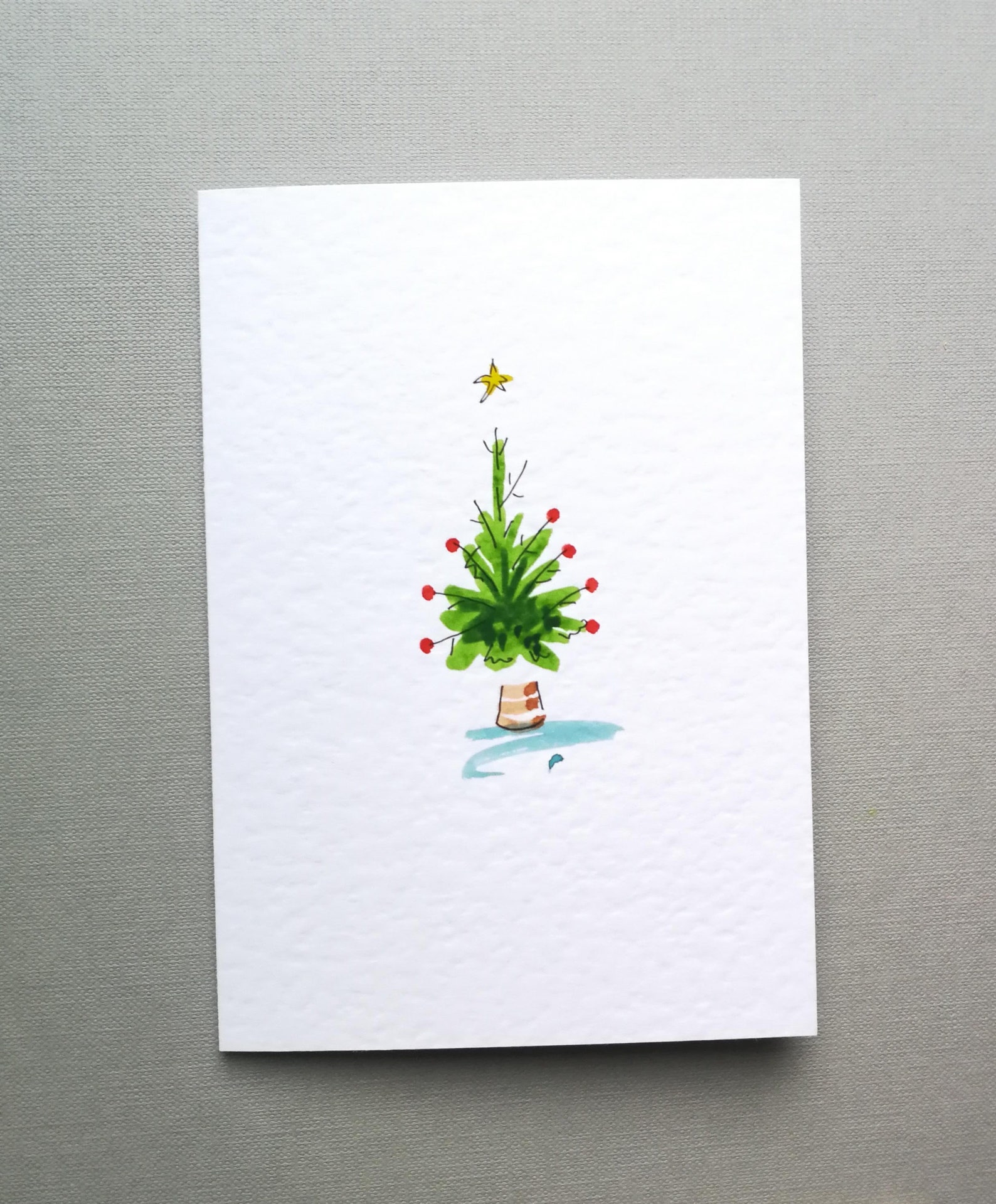 8 Pack - Hand Painted Watercolour Christmas Cards - the Christmas Tree ...