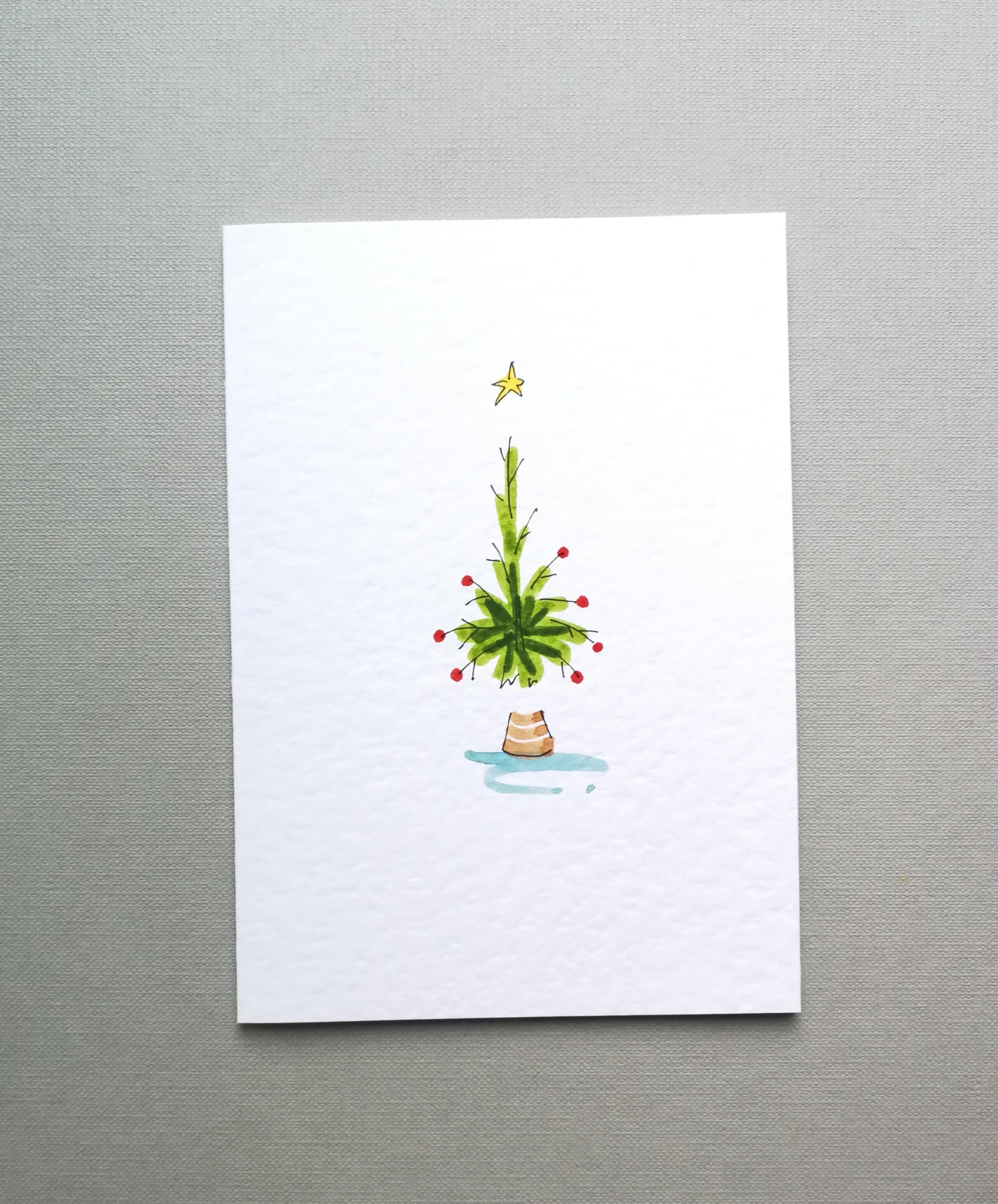 8 Pack - Hand Painted Watercolour Christmas Cards - the Christmas Tree ...