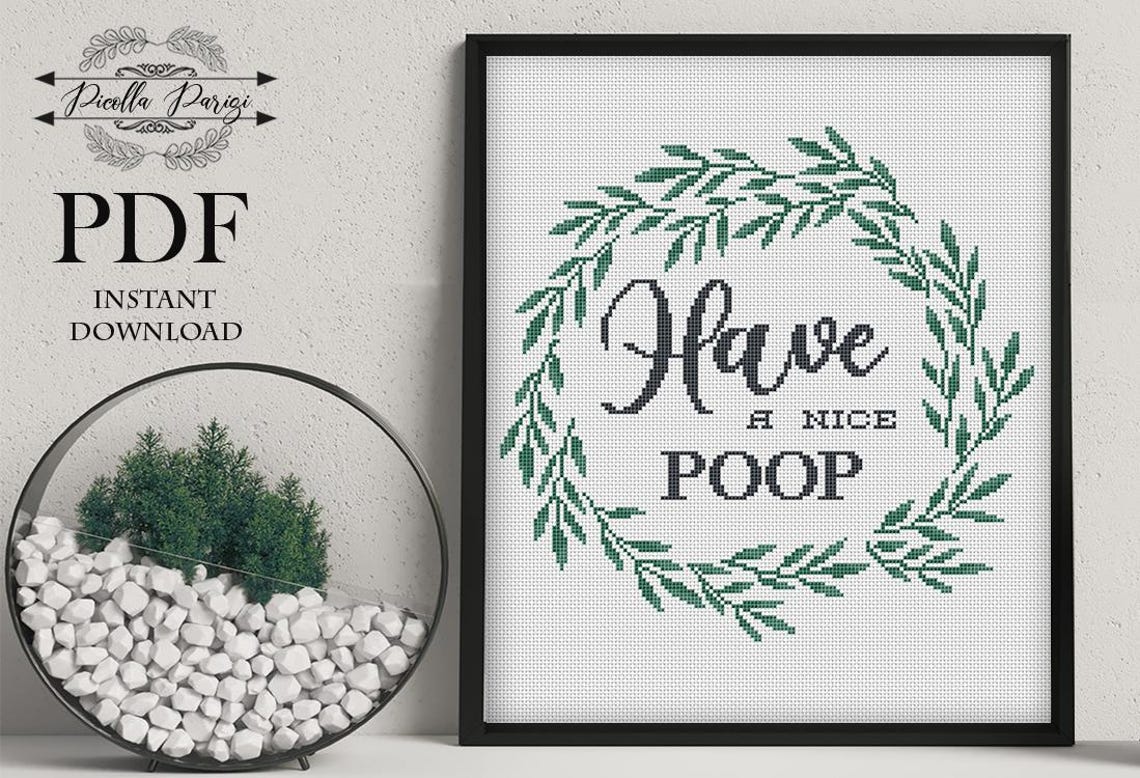 Have a Nice Poop - Modern Cross Stitch Pattern Funny Text and Colorful ...