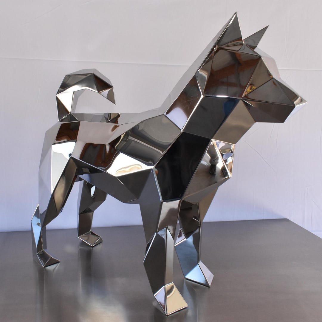 Stainless Steel Dog Sculpture: Polygonal Metal Art, Life Size Statue - Etsy