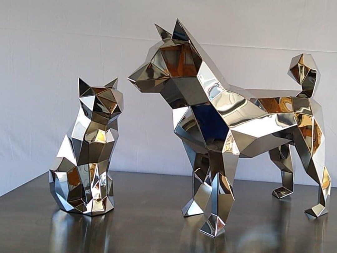 Stainless Steel Sculptures, Life Size; Custom Polygonal Life-size Art ...