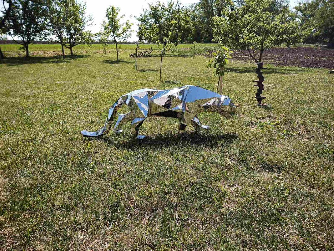 Metal Lion Sculpture PONOMA®: Stainless Steel Outdoor Garden Art - Etsy