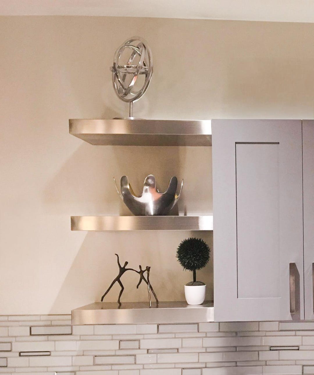 Floating Shelves in Stainless Steel by PONOMA® - Metal Kitchen Wall ...