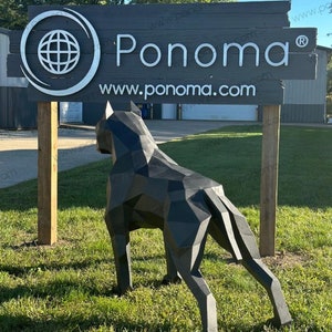 Stainless Steel Pitbull Statue, Outdoor and Garden Sculpture, Metal Dog ...