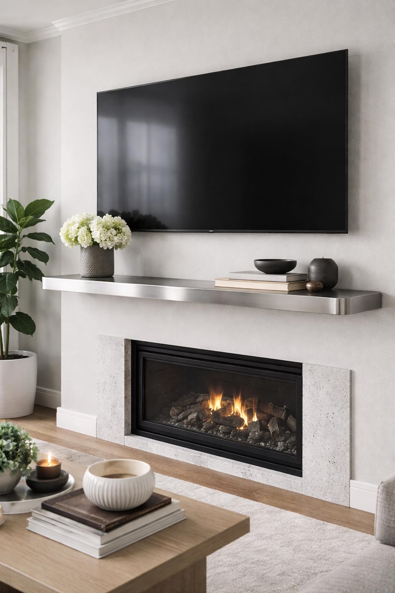 Stainless Steel Floating Mantel Shelf With Rounded Corners, D=2 ...
