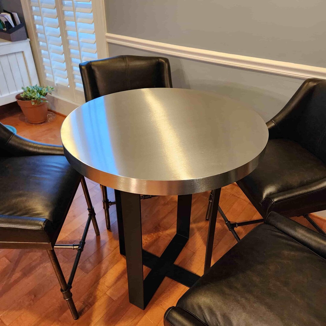Brushed Stainless Steel Circle Table: Seamless U-shape Legs - Etsy