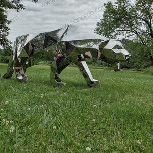 Metal Lion Sculpture PONOMA®: Stainless Steel Outdoor Garden Art - Etsy