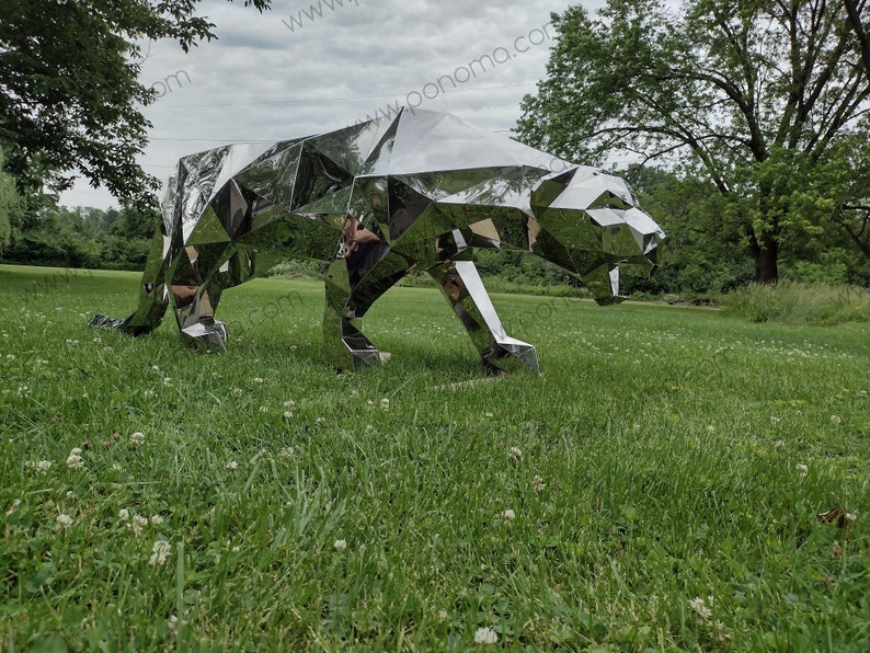Metal Lion Sculpture PONOMA®: Stainless Steel Outdoor Garden Art - Etsy