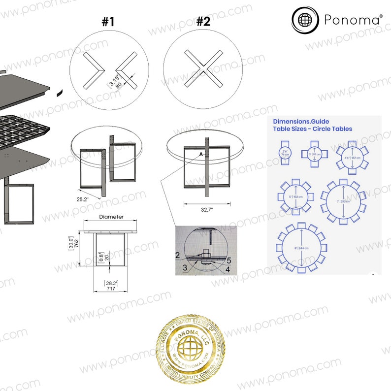 Brushed Stainless Steel Circle Table: Seamless U-shape Legs - Etsy