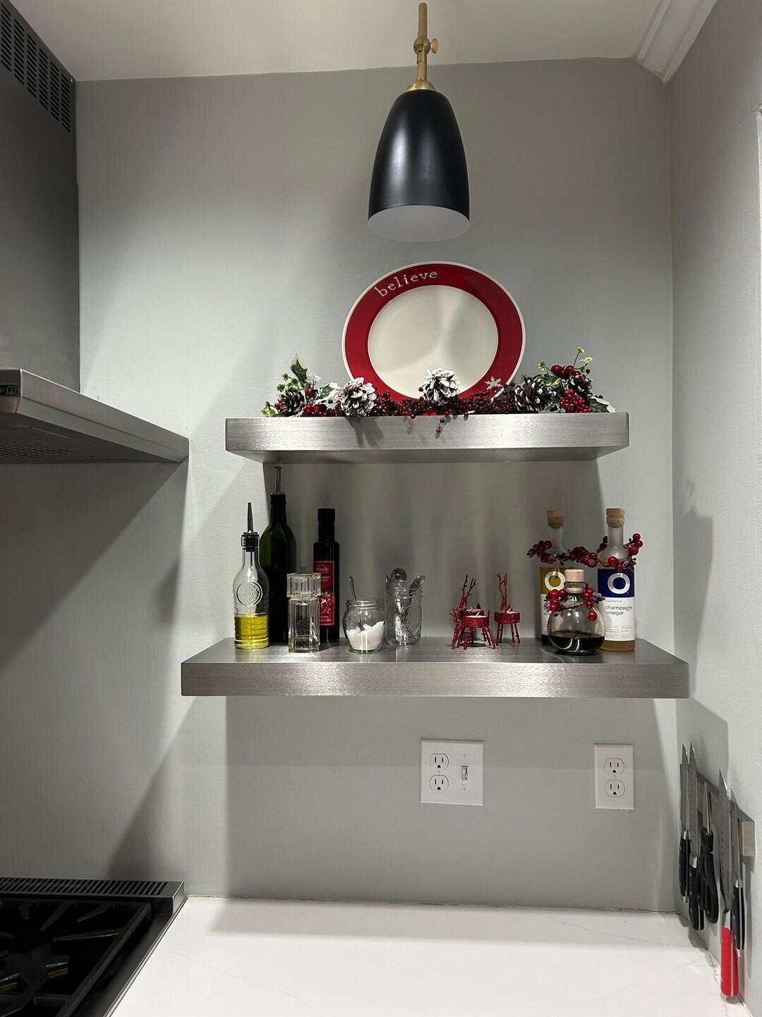 Stainless Steel Floating Kitchen Shelves - Water Resistant Metal Wall ...