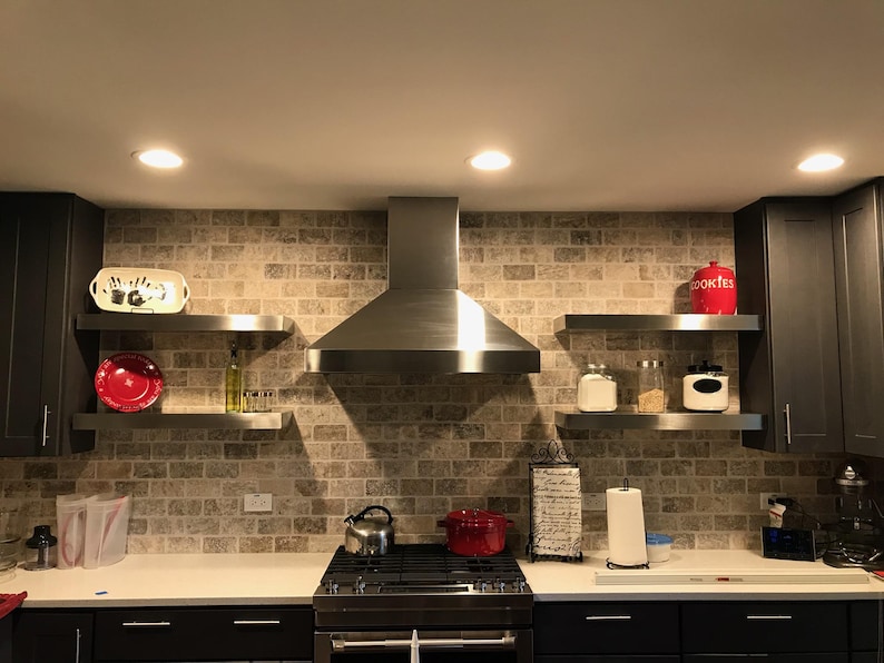 Stainless Steel Floating Shelf: Above Range Hood, Heavy Duty Spice Rack ...