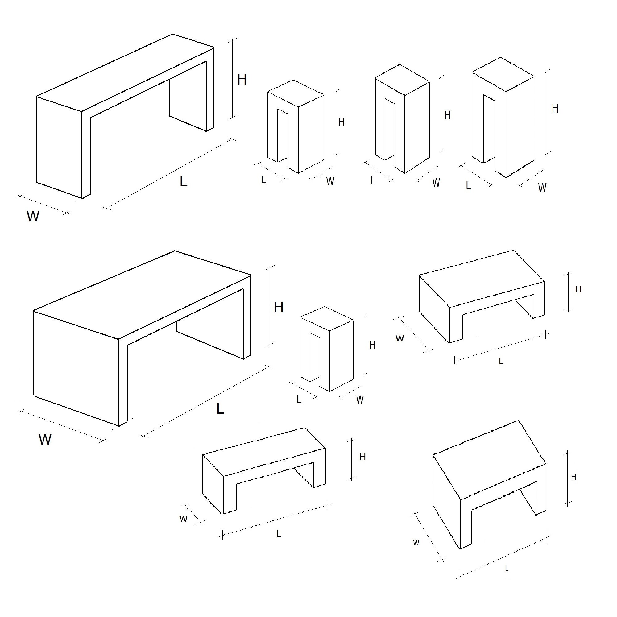 Waterfall table bar counter stool coffee table bench | Etsy