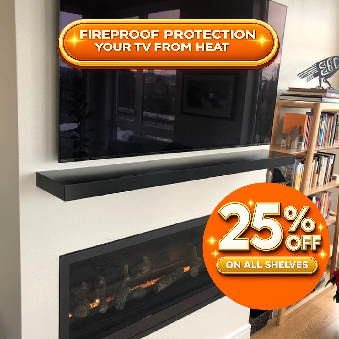 Black Stainless Steel Fireplace Mantel Shelf: Non-combustible Floating ...