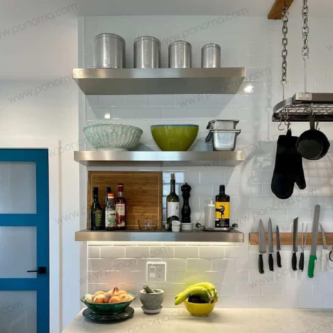 Stainless Steel Floating Shelves PONOMA® Seamless for Livingroom ...