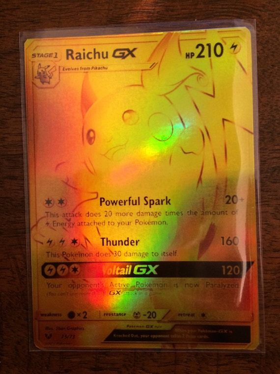Raichu gx pokemon luxury card orica custom card gold rare | Etsy