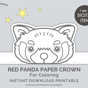 Red Panda Coloring Paper Crown Printable, Cute Animal Face to Color and ...