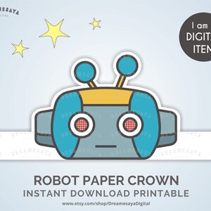 Robot Paper Crown, Printable Robotic Head Party Hat JPG Download - Etsy