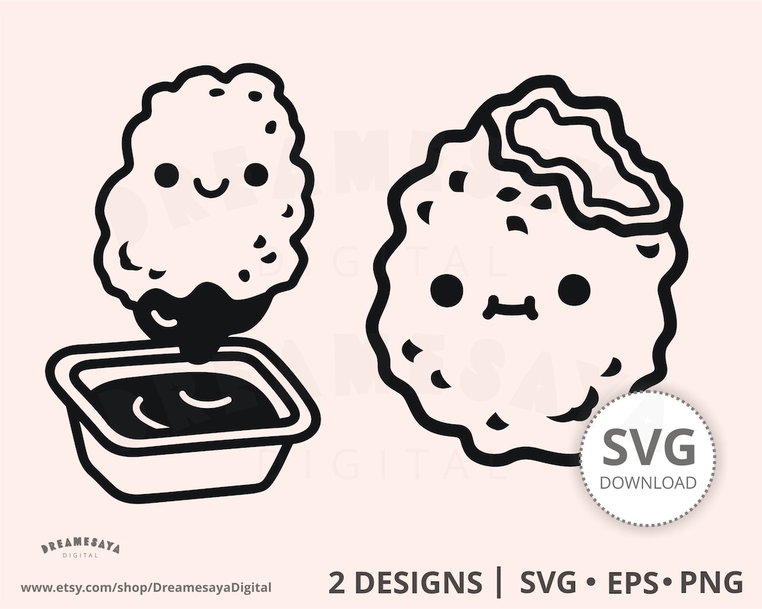 SVG Cute Nuggets With Faces in Black Outlines Illustration, One Color ...
