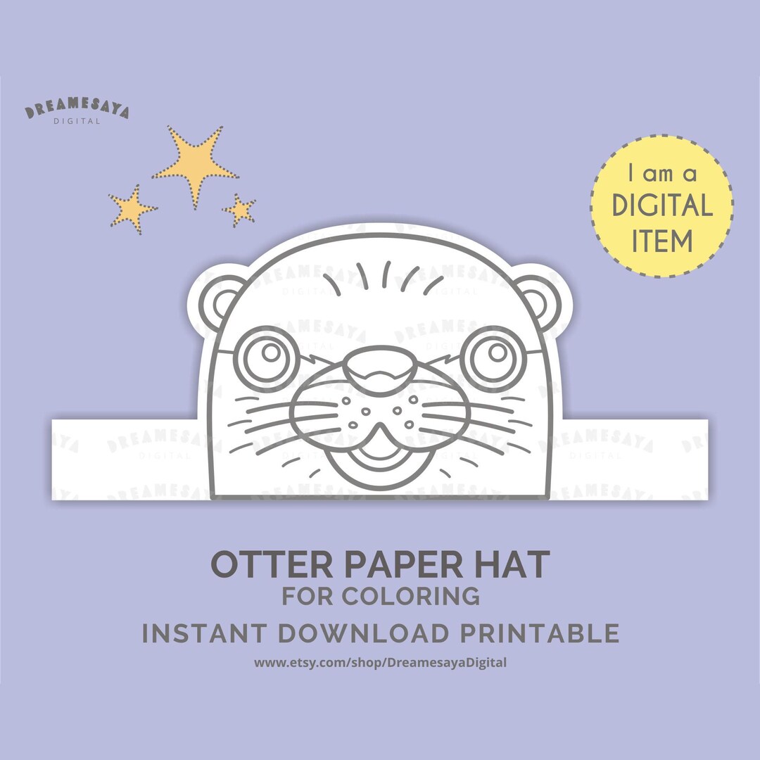 Otter Coloring PDF Printable Paper Crown of Cute Forest River Animal ...