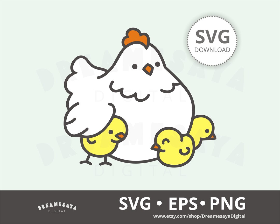 Hen Chicks SVG Cute Mother Chicken and Babies Clip Art and Layered Cut ...