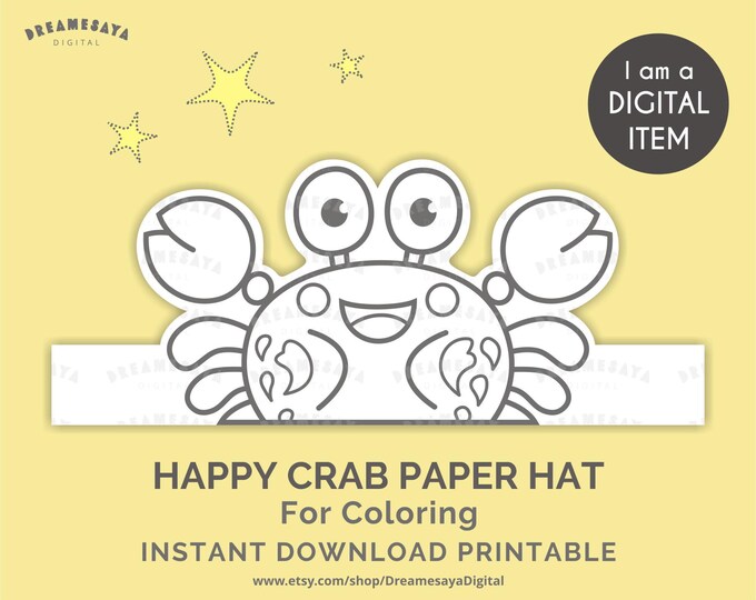 Crab Paper Crown COLOR YOUR OWN - Printable - Etsy Canada