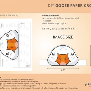 Goose Paper Crown Printable JPG, Goose Party Hat Download, Farm Animal ...
