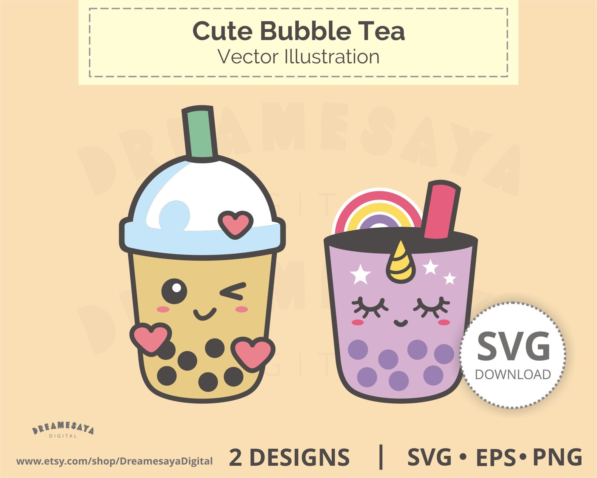 Bubble Tea Svg Digital Download Cutting Files Kawaii Boba - Etsy UK
