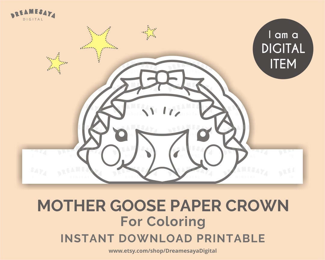 Mother Goose Coloring Page Printable JPG PDF Party Supply - Etsy
