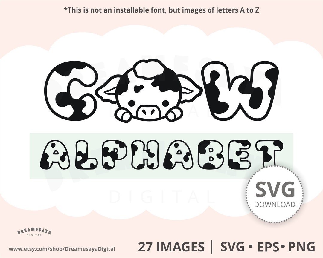 Letras de vaca SVG EPS PNG alfabeto caprichoso con imágenes - Etsy España
