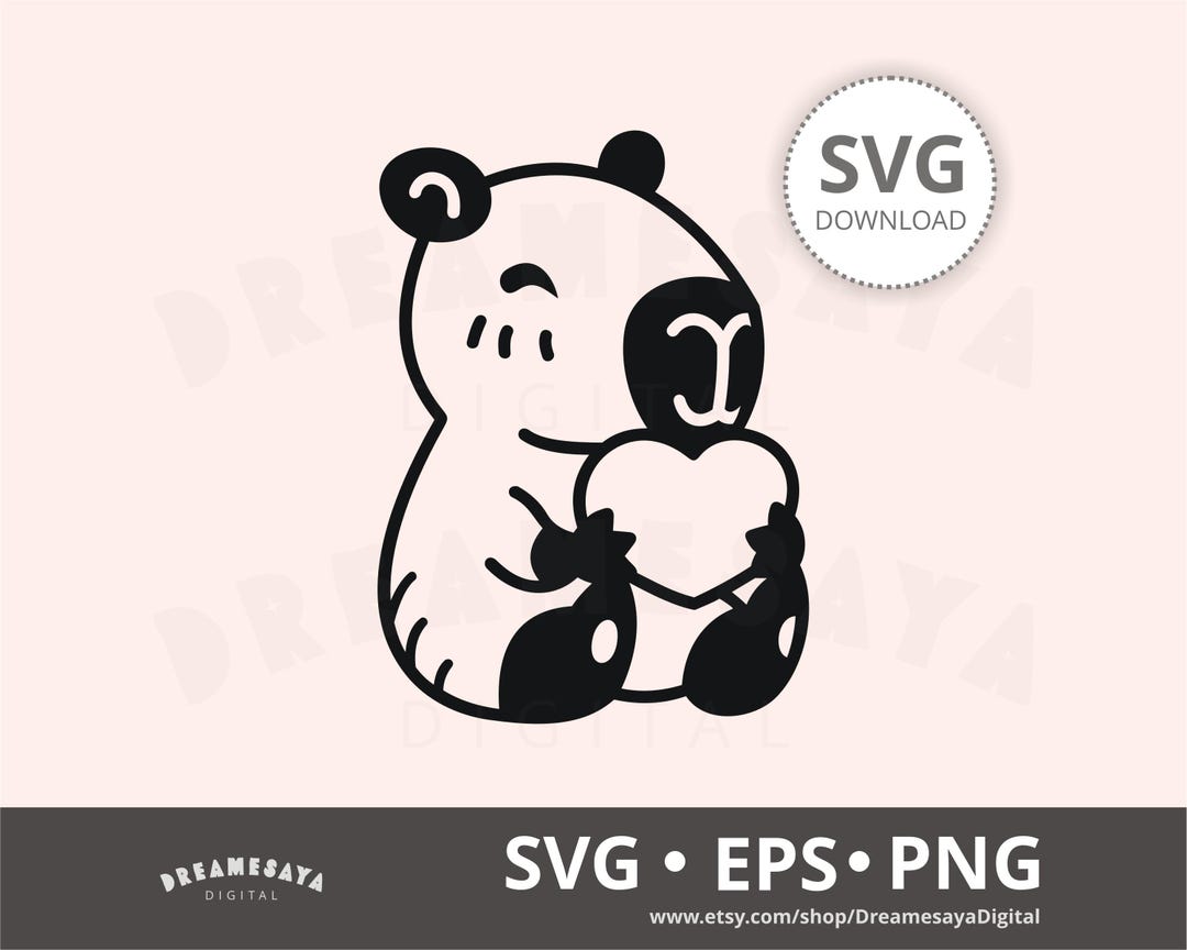 Esquema SVG de capibara con corazón, animal kawaii, archivo de corte ...