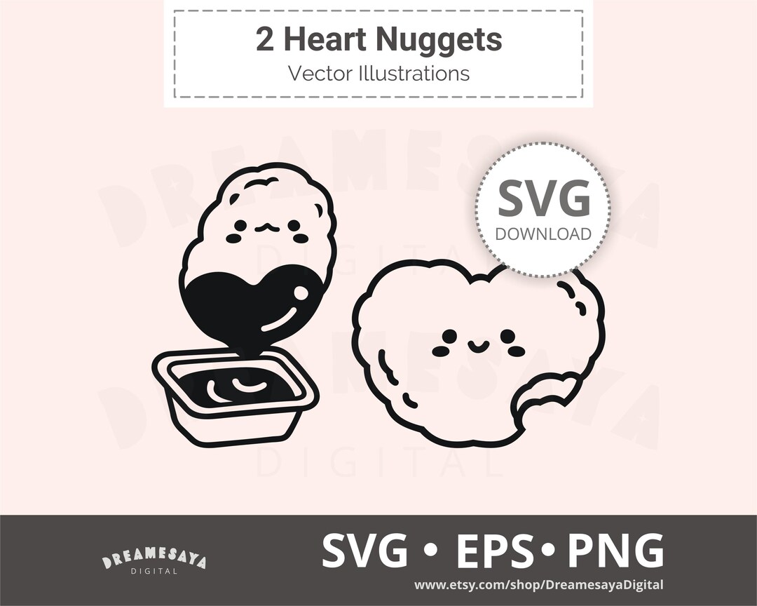 Heart Nugget SVG Outline Cute Food Love Vinyl Cutting Files and Laser ...