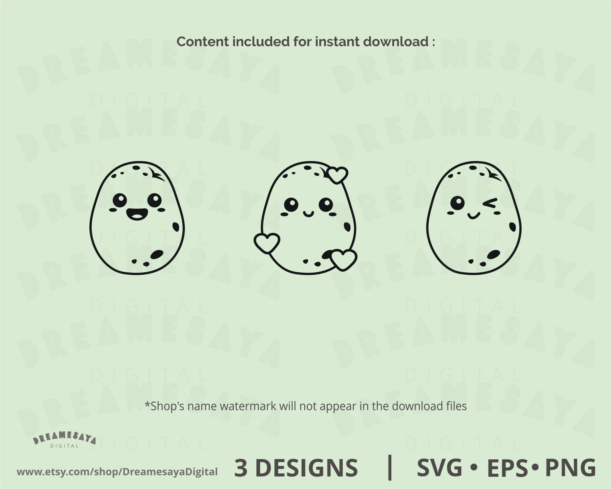 Potato Outlines Svg Cutting Files Kawaii Potatoes Line Art - Etsy