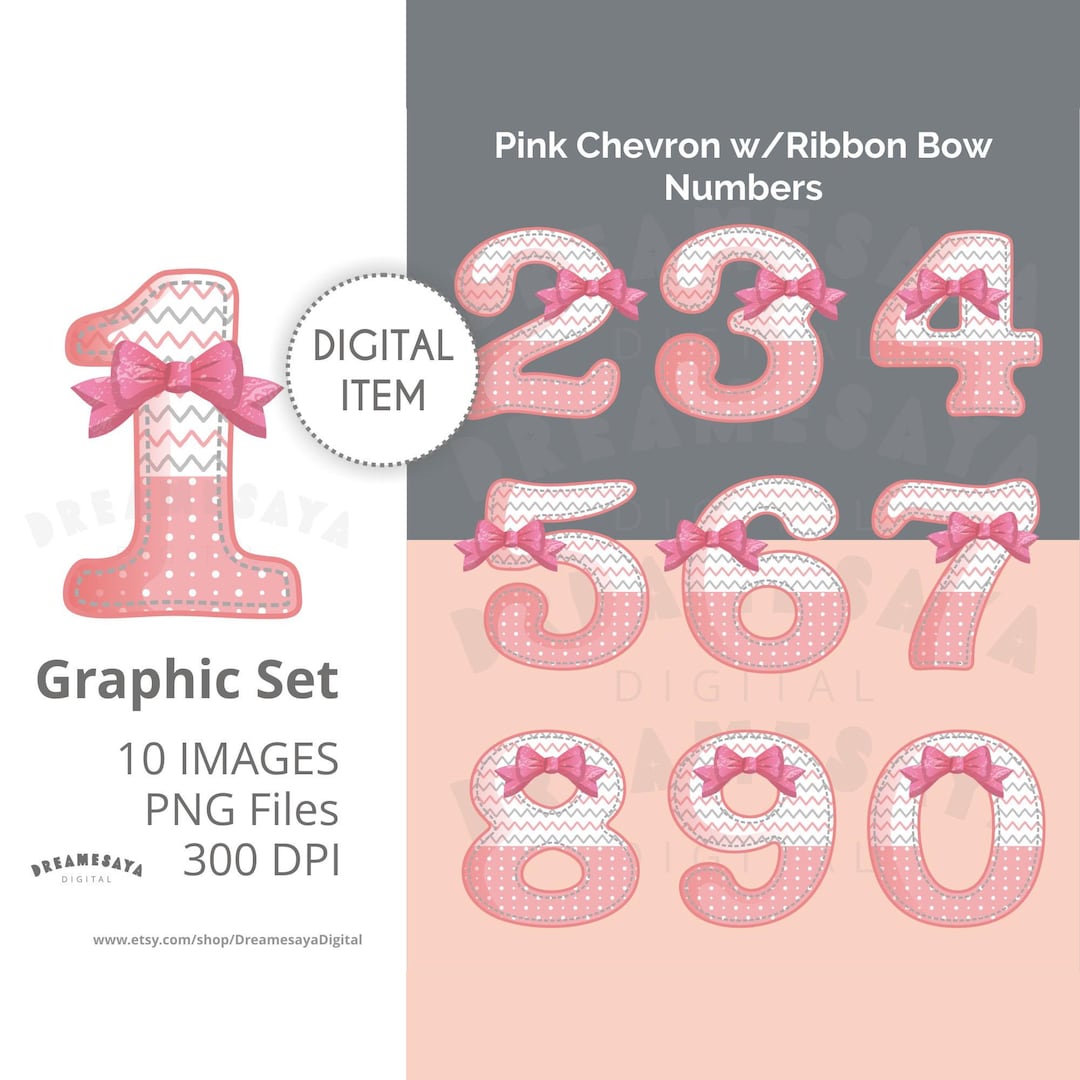 Coquette Numbers PNG Clip Art of Cute Girly Pink Decorative Images With ...