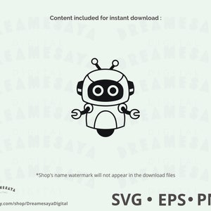 AI Robot SVG Outlines, Adorable High Tech Clip Art and Single Layered ...