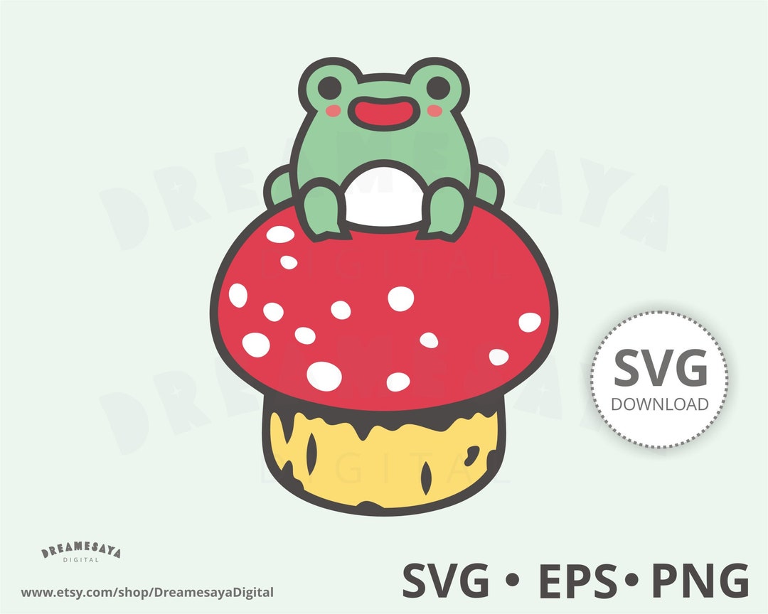 Cute Frog SVG Cut File, Kawaii Little Green Amphibian Animal on a ...