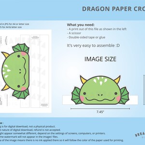 Cartoon Dragon PDF Printable Paper Crown Craft and Kids Party Supply ...