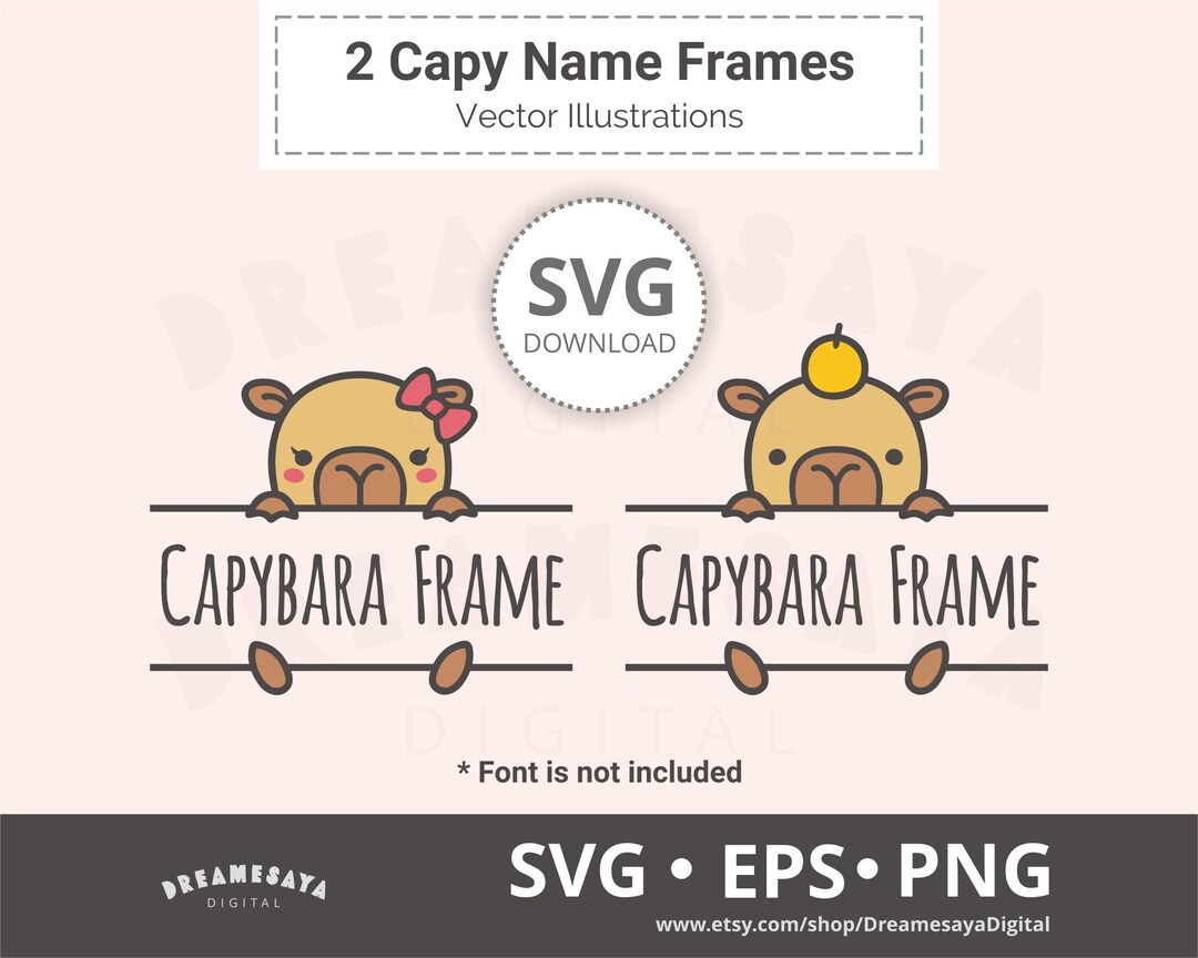 Capybara Monogram SVG Split Frames Cute Capy Boy and Girl Cutting File ...