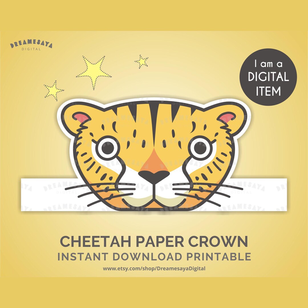 Cheetah Paper Crown JPG Printable Safari Animal Headpiece DIY Party Hat ...
