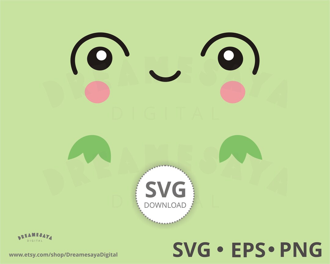Frog Face SVG, Kawaii Cute Froggy Clip Art and Cut File for Crafting - Etsy