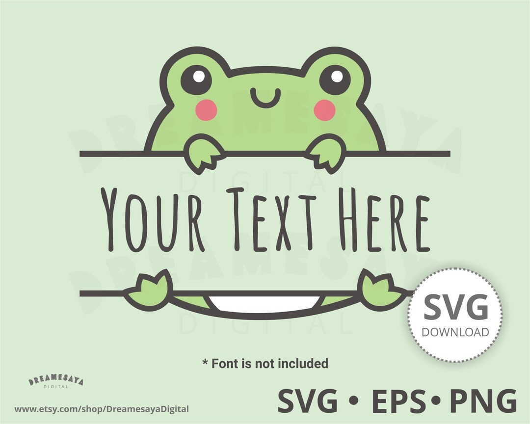 Frog Monogram SVG, Kawaii Round Froggy Split Frame for Text ...