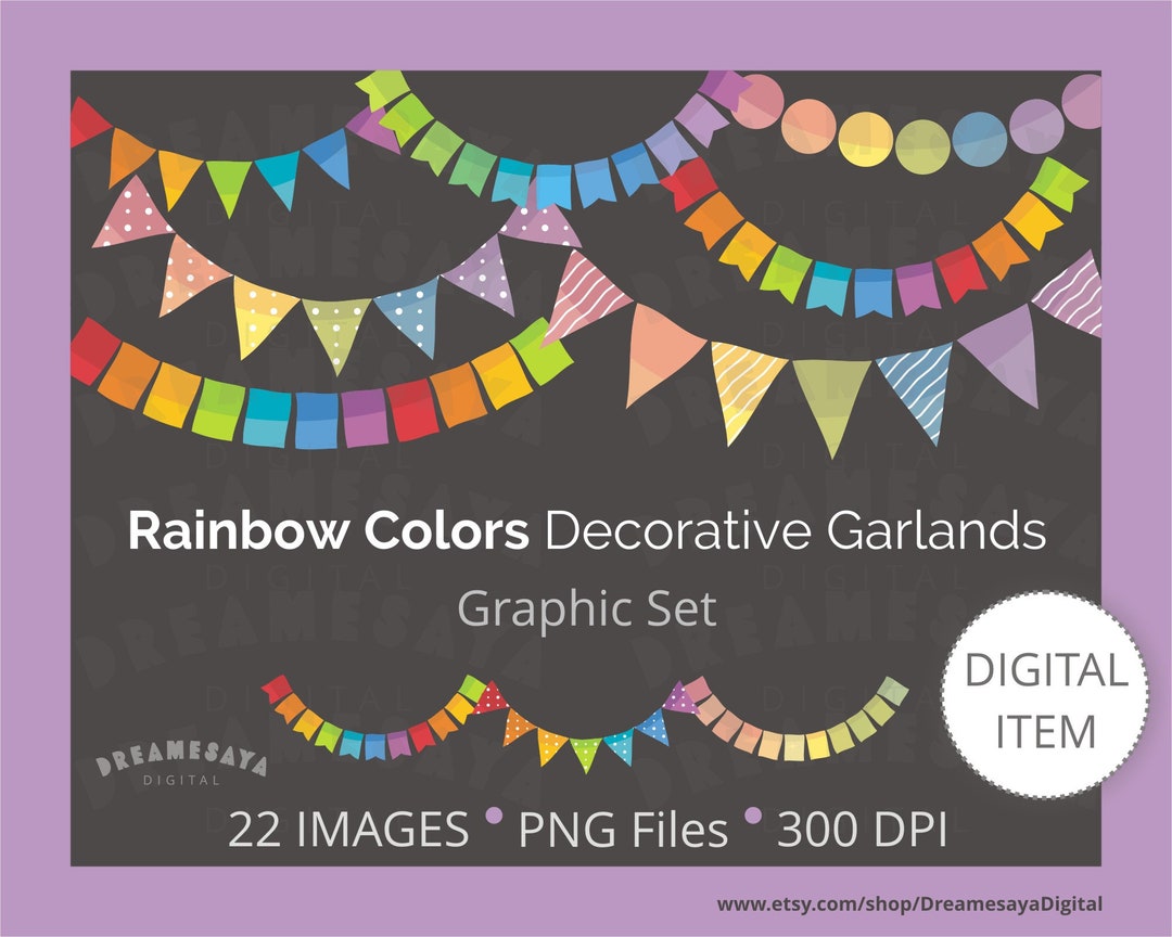 Rainbow Buntings PNG Clipart Set of Colorful Decorative Flags for ...