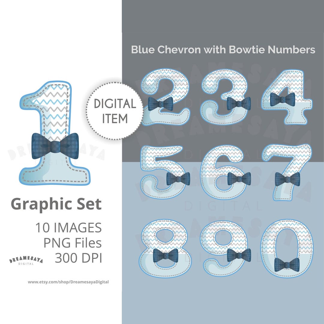 Blue Number PNG Clip Art of Decorative Numbers With Bow Ties Images for ...