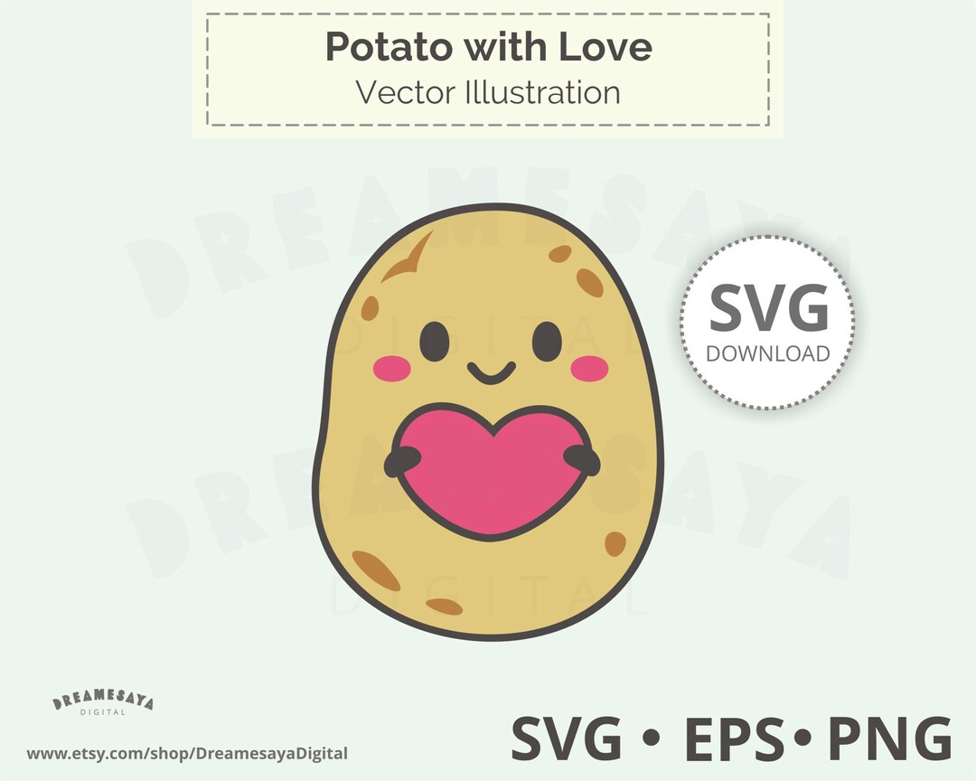 Valentine Potato SVG Cute Cartoon Spud With Love Cutting File - Etsy