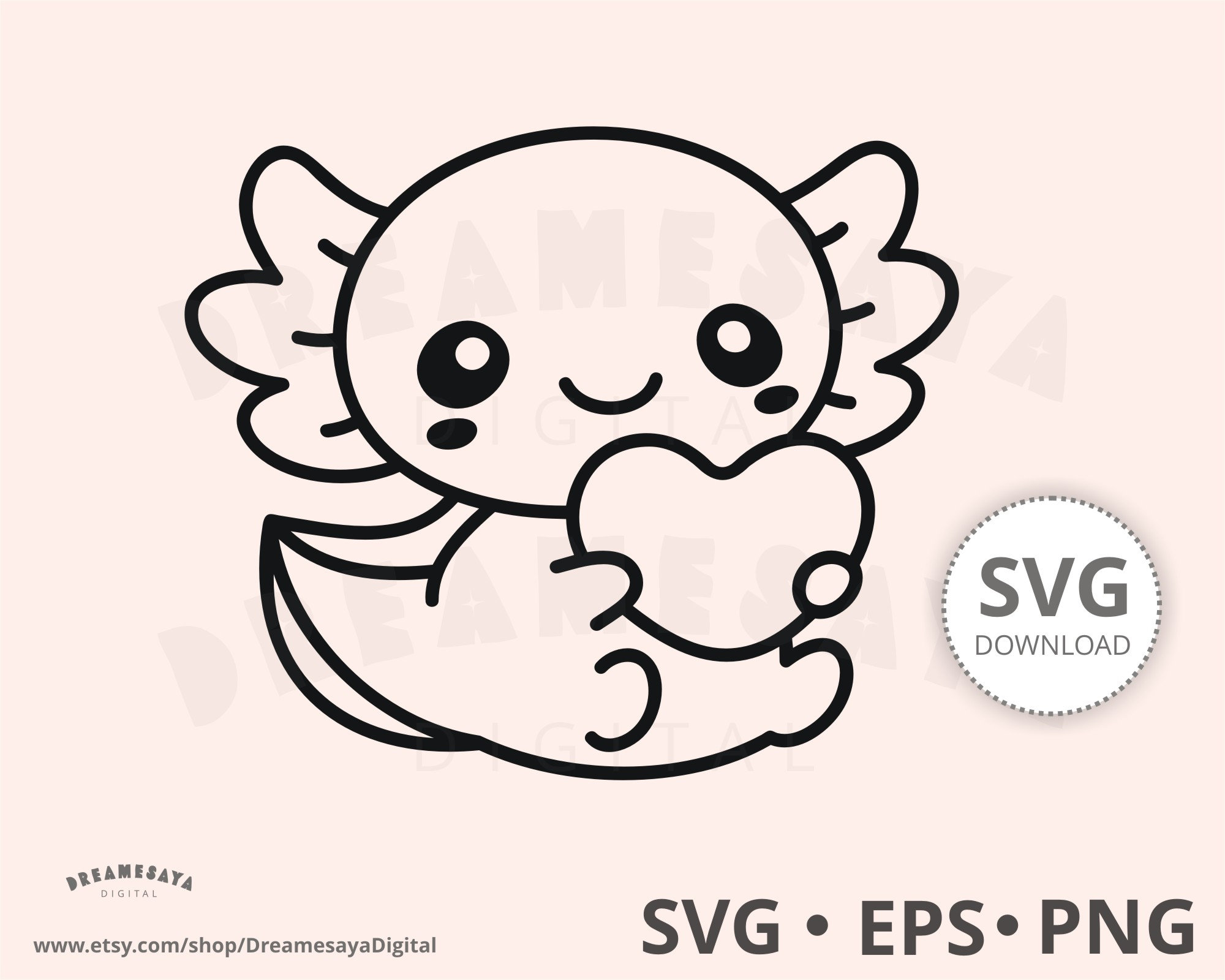 Baby Axolotl SVG Cut File and Clip Art Cute Sitting - Etsy Canada