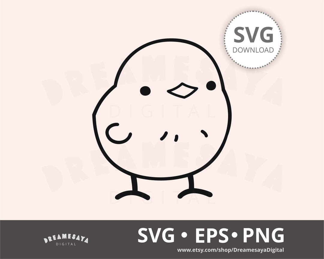 Baby Chick SVG Outline Kawaii Cute Simple Chicken Htv Cut File and ...