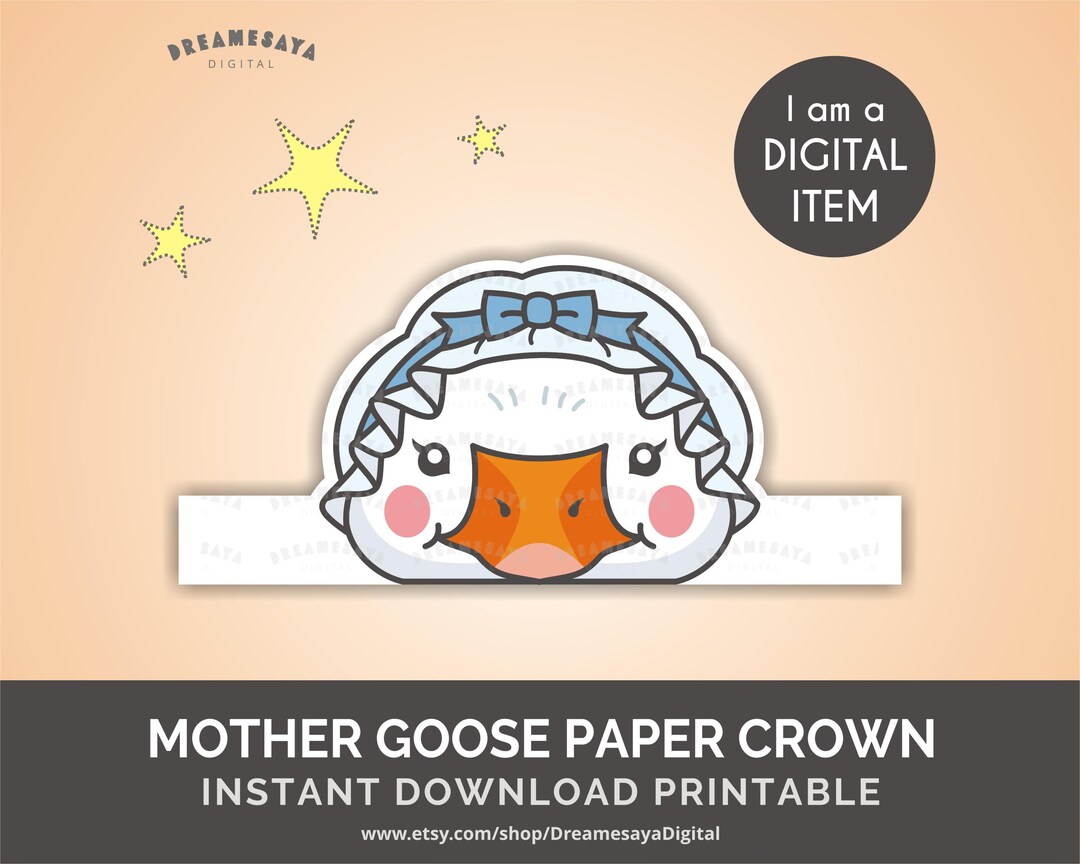 Mother Goose PDF Paper Crown Printable Party Hat DIY Nursery Rhymes ...
