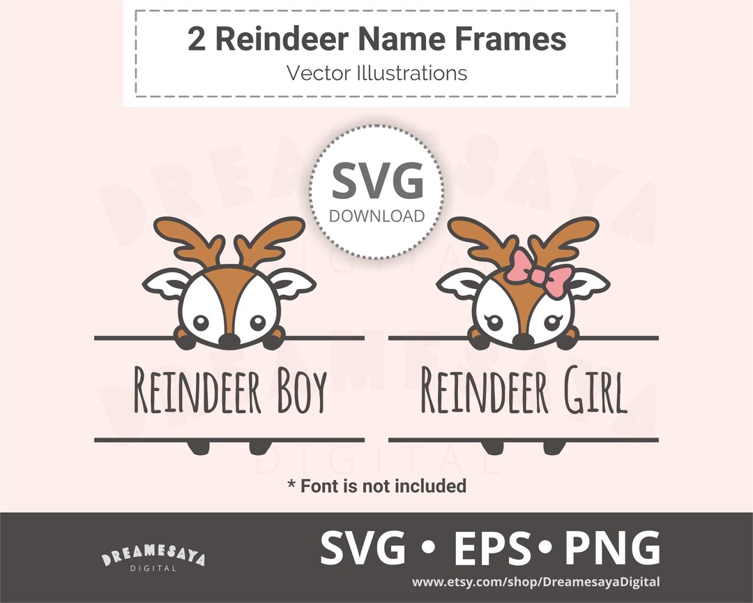 Reindeer Monogram SVG: Split Frame Cutting Files (commercial Use) - Etsy