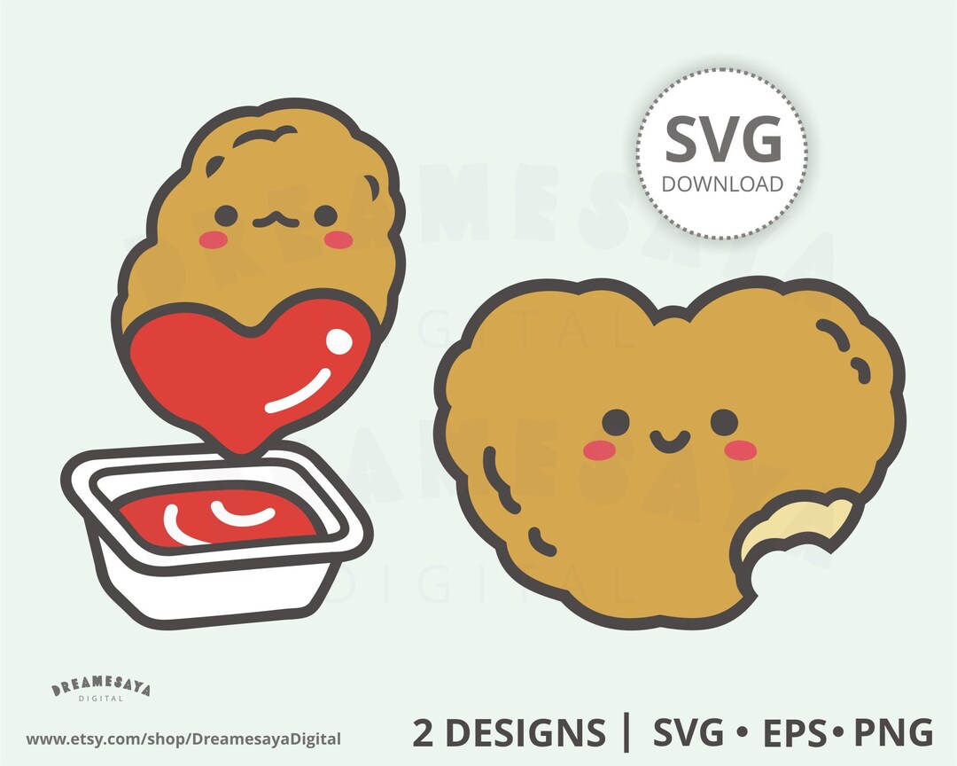 Heart Nugget SVG Cut Files and Cute Cartoon Clip Art - Etsy